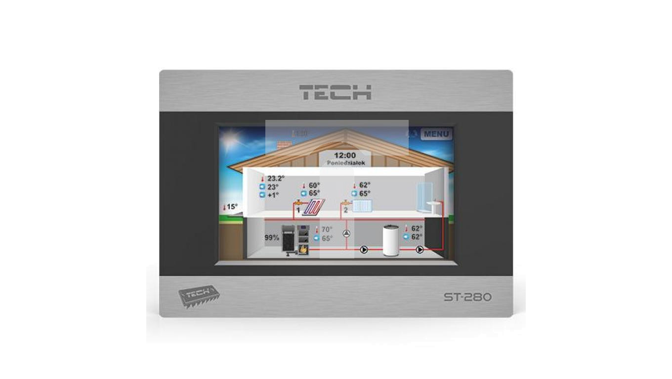 TECH ST-280 + ST-260 - Regulator pokojowy z komunikacją RS dotykowy kolor czarny – TECH ...