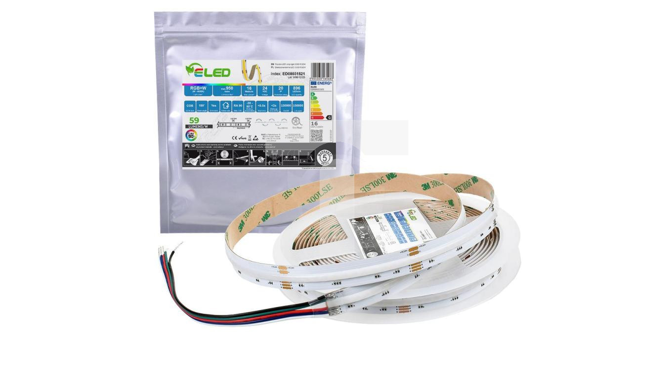 Taśma LED COB RGBW 896 chips 24V 16W + neutralna 4000K CRI90 ...