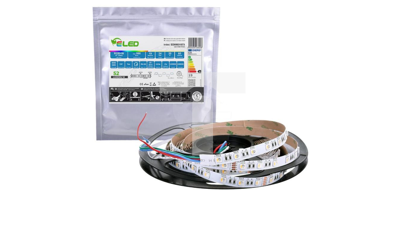Taśma LED RGBW 300 SMD 4w1 24V 19W + neutralna 4000K IP20 - ED00031573 ...