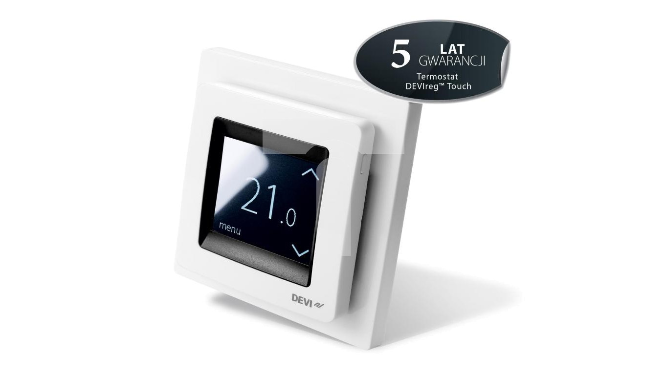 Termostat DEVIreg Touch 230V 16A 5-45C IP21 biały 140F1064 – DEVI - Danfoss | TIM SA