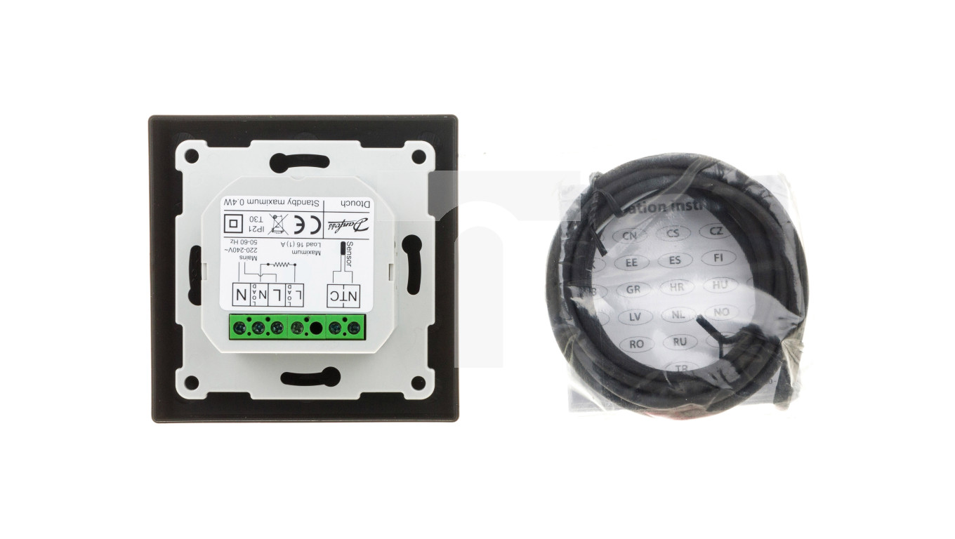 Termostat DEVIreg Touch 230V 16A 5-45C IP21 czarny 140F1069 – DEVI - Danfoss | TIM SA