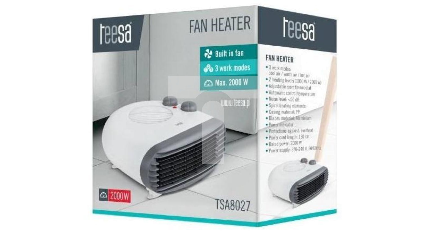 Termowentylator farelka z regulowanym termostatem aluminiowy 1000 W ...