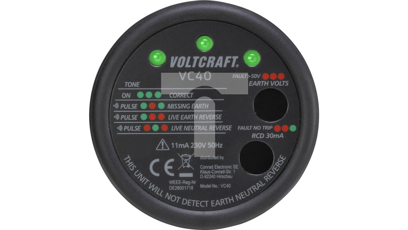 Tester gniazdek VOLTCRAFT VC40, CAT II 300 V 1509105 – Voltcraft | TIM SA