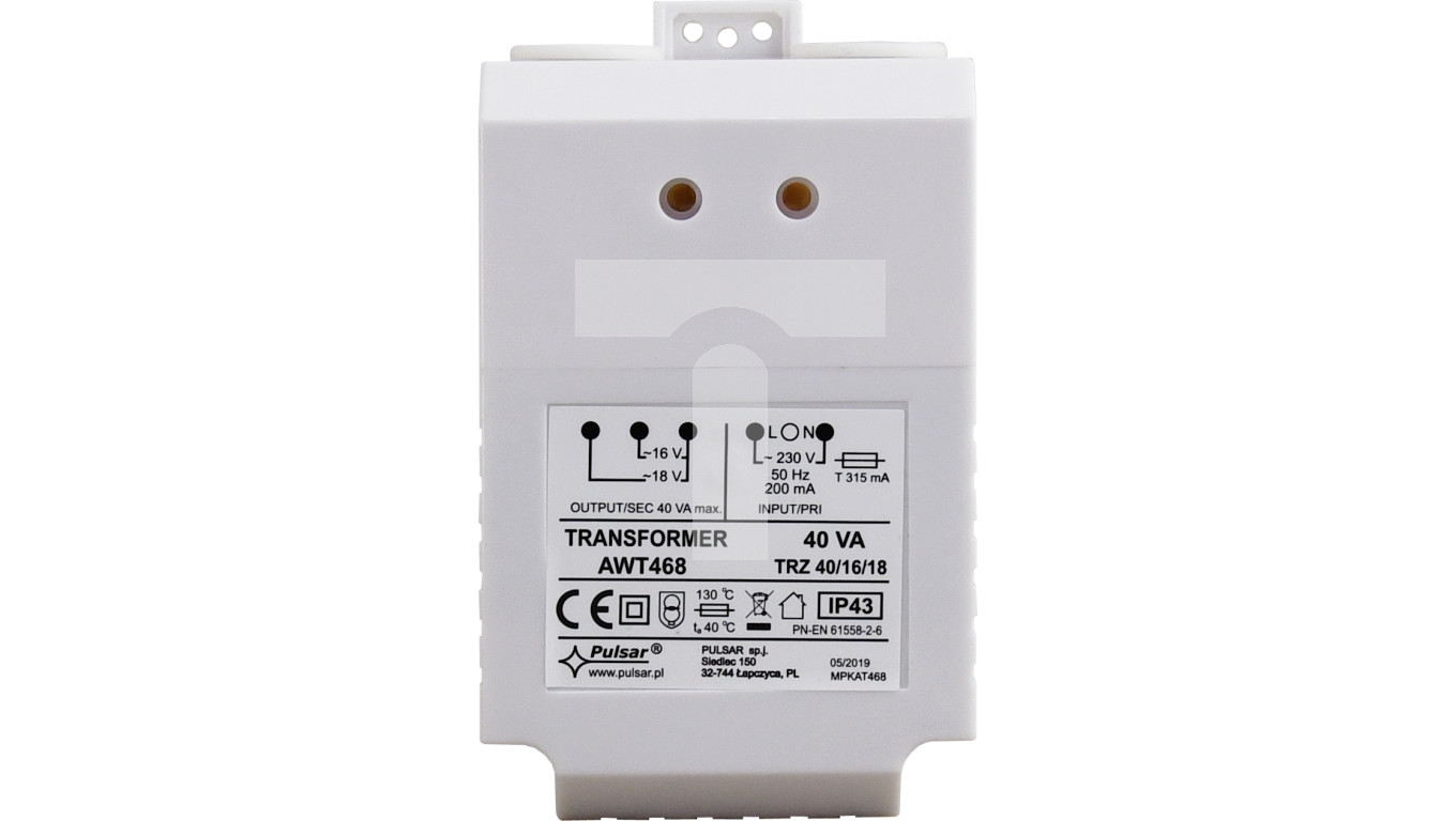 Transformator TRZ 40VA/16V/18V IP43 Pulsar AWT468 – PULSAR | TIM SA