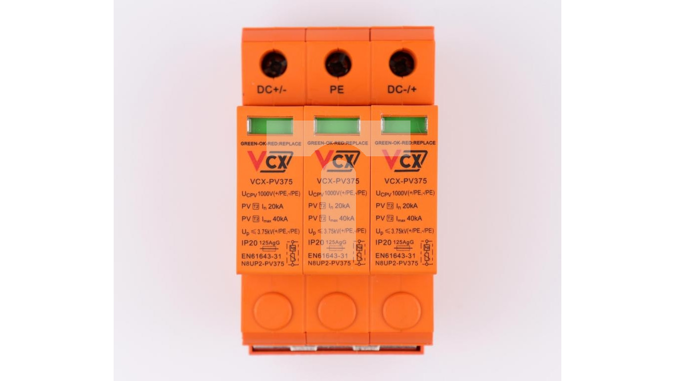 VCX Ogranicznik ochronnik przepięć fotowoltaiczny DC 3P C (T2) 1000V PV ...