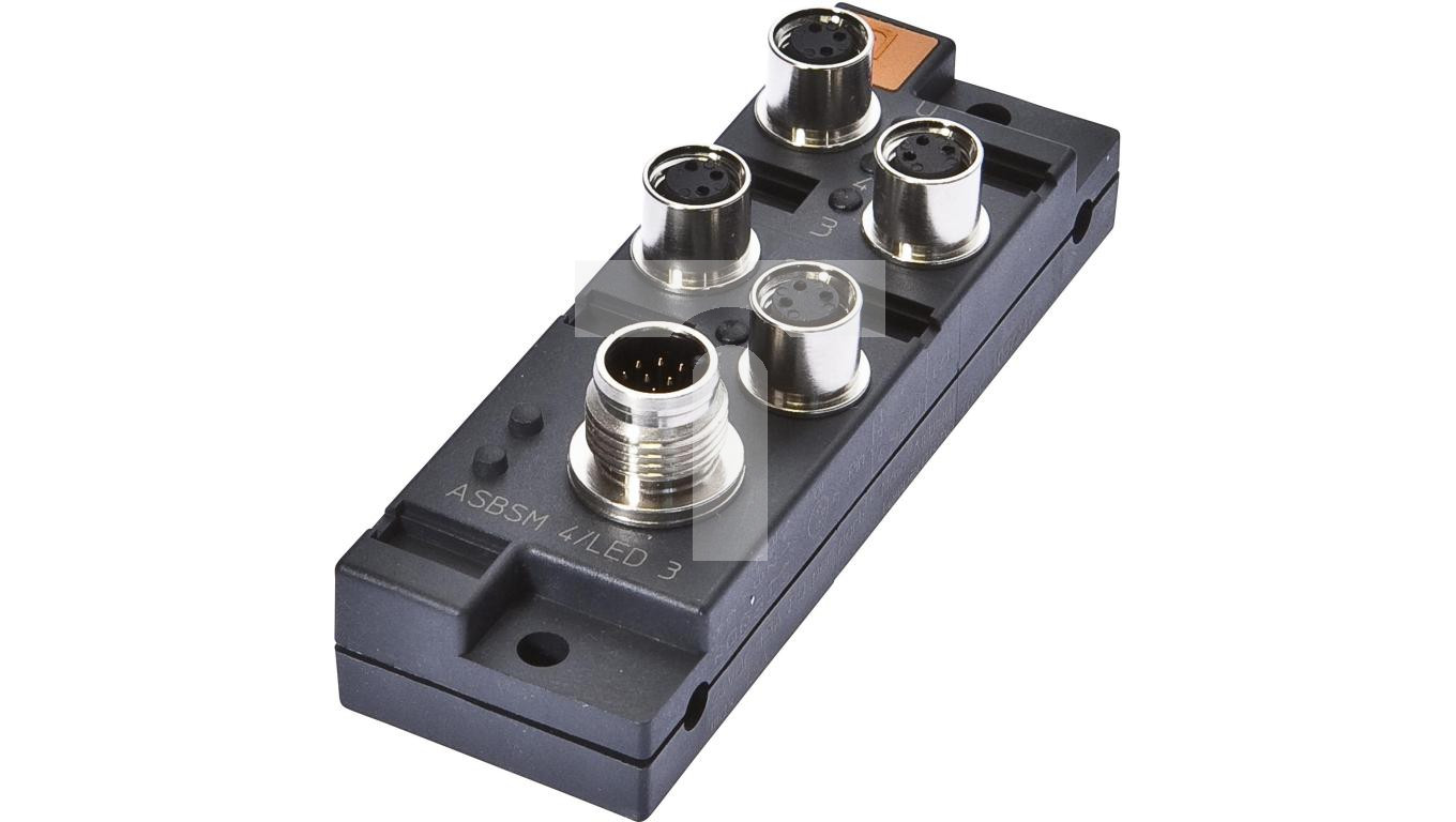 VK001021, rozdzielacz, 29x90x30mm, 10-30V DC, 4x M8 3pin, M12 12pin, IP67, PBT, 1.5A – IPF ...