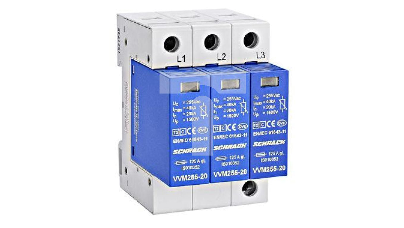 Vartec Typ T2, 255V /20kA TN-C zestaw z podstawkami, 3+0 – Schrack ...