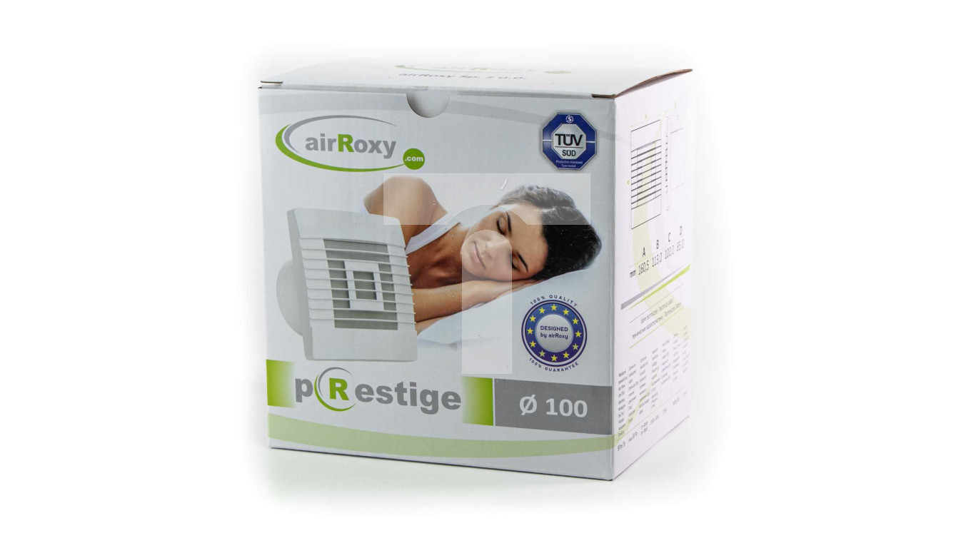 Wentylator pRestige 120 ZG HS ścienny w wersji z higrometrem, z żaluzją grawitacyjną 01-033 ...