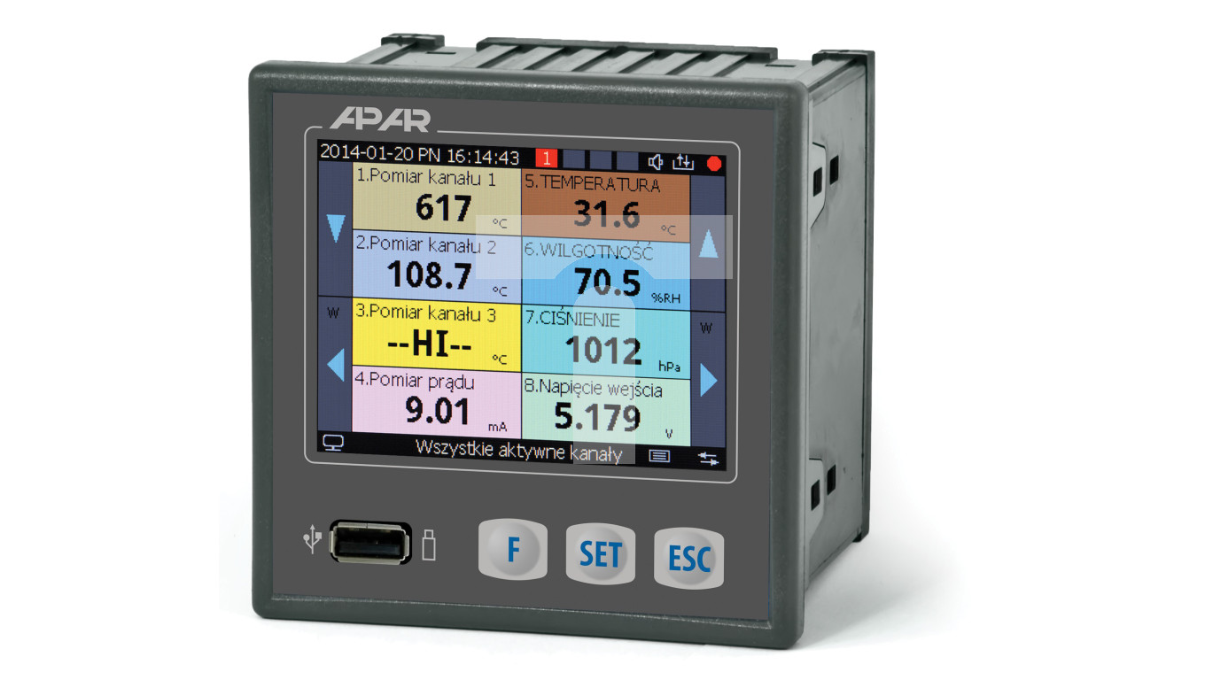 Wielokanałowy rejestrator danych AR207/16U/S1/P/P/P/P/IP30 – APAR CONTROL | TIM SA