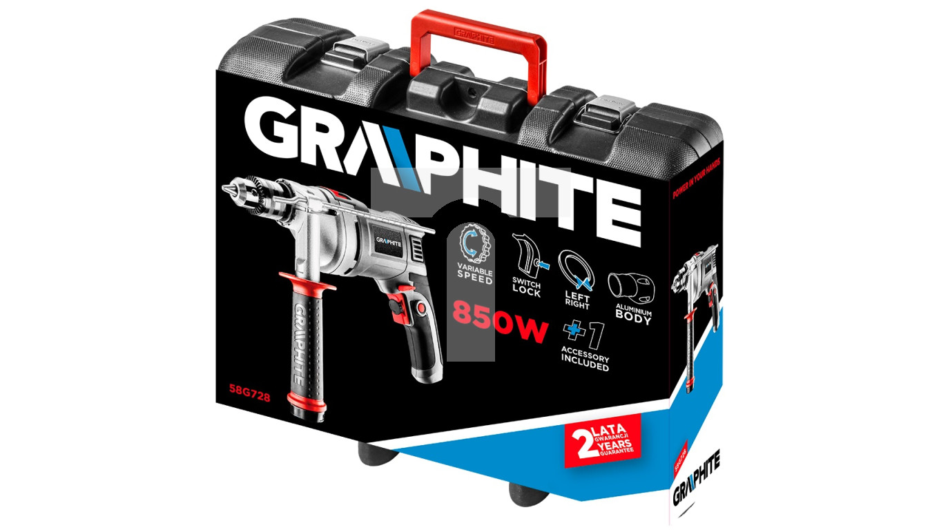 Wiertarka udarowa 850W uchwyt kluczykowy 13mm 58G728 – GRAPHITE | TIM SA