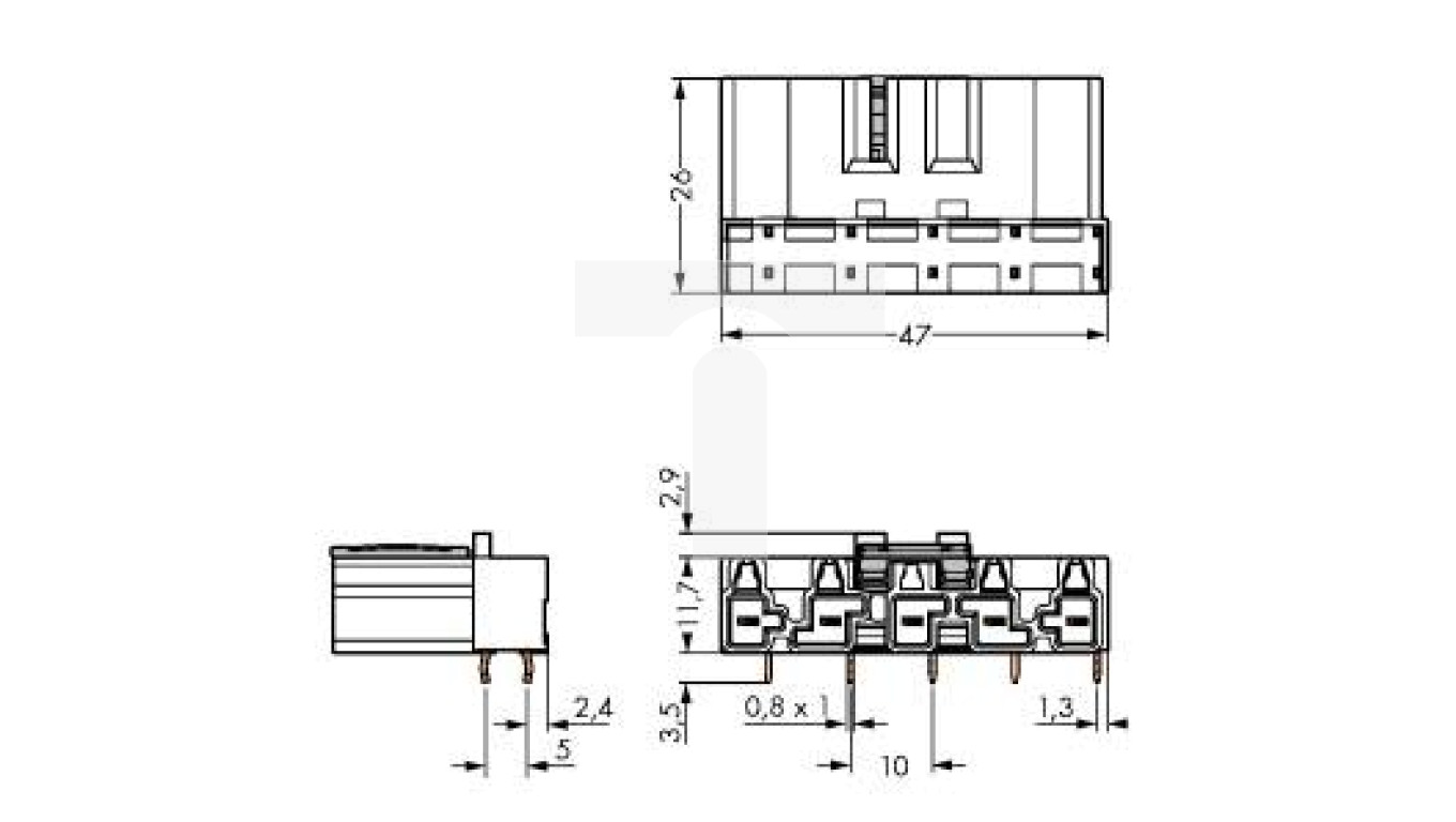 Wtyk 5-torowy do płytek drukowanych biały WINSTA 770-835/011-000 /50szt./ – WAGO | TIM SA