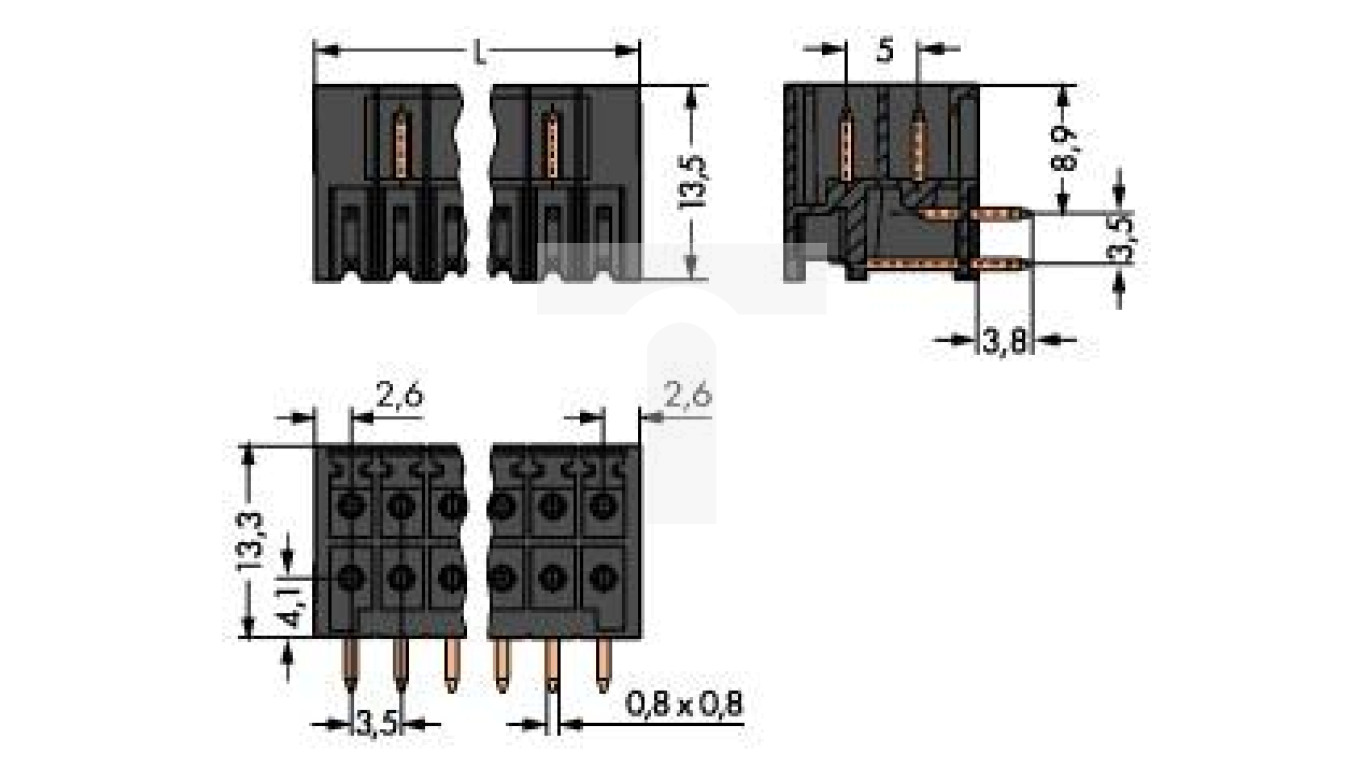 Wtyk MCS-MINI Classic 8-biegunowe czarny raster 3,5mm 713-1424 /50szt./ – WAGO | TIM SA