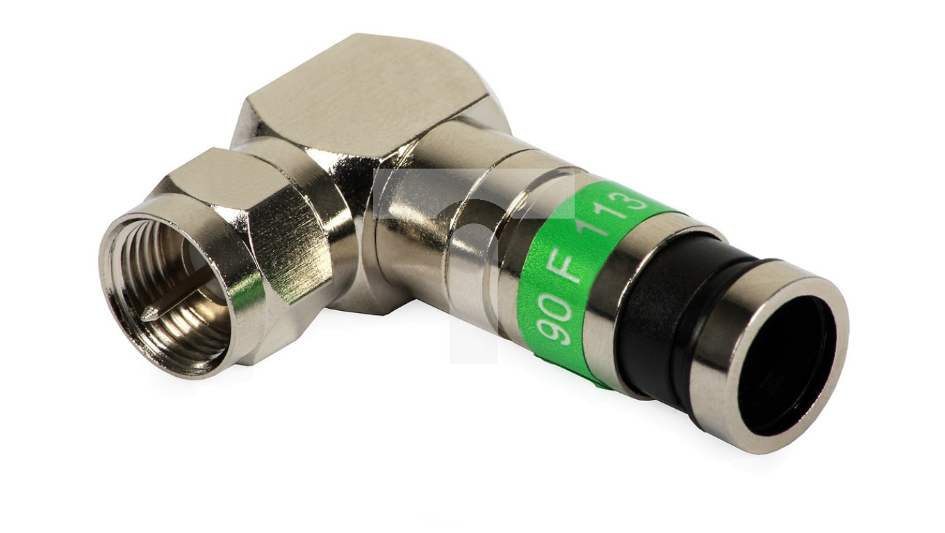 Wtyk antenowy F kompresyjny kątowy zielony MASTER na przewód Triset-113 ...