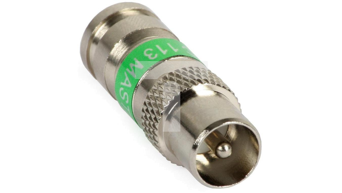 Wtyk antenowy IEC TV kompresyjny zielony MASTER na przewód Triset-113 ...