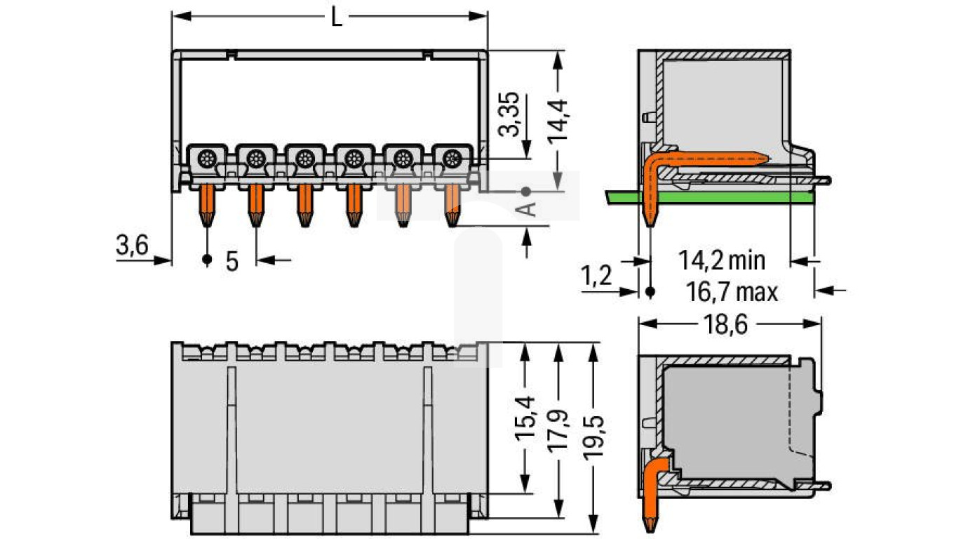 Wtyk picoMAX raster 5mm 12-biegunoweunowy z kątowymi pinami ...