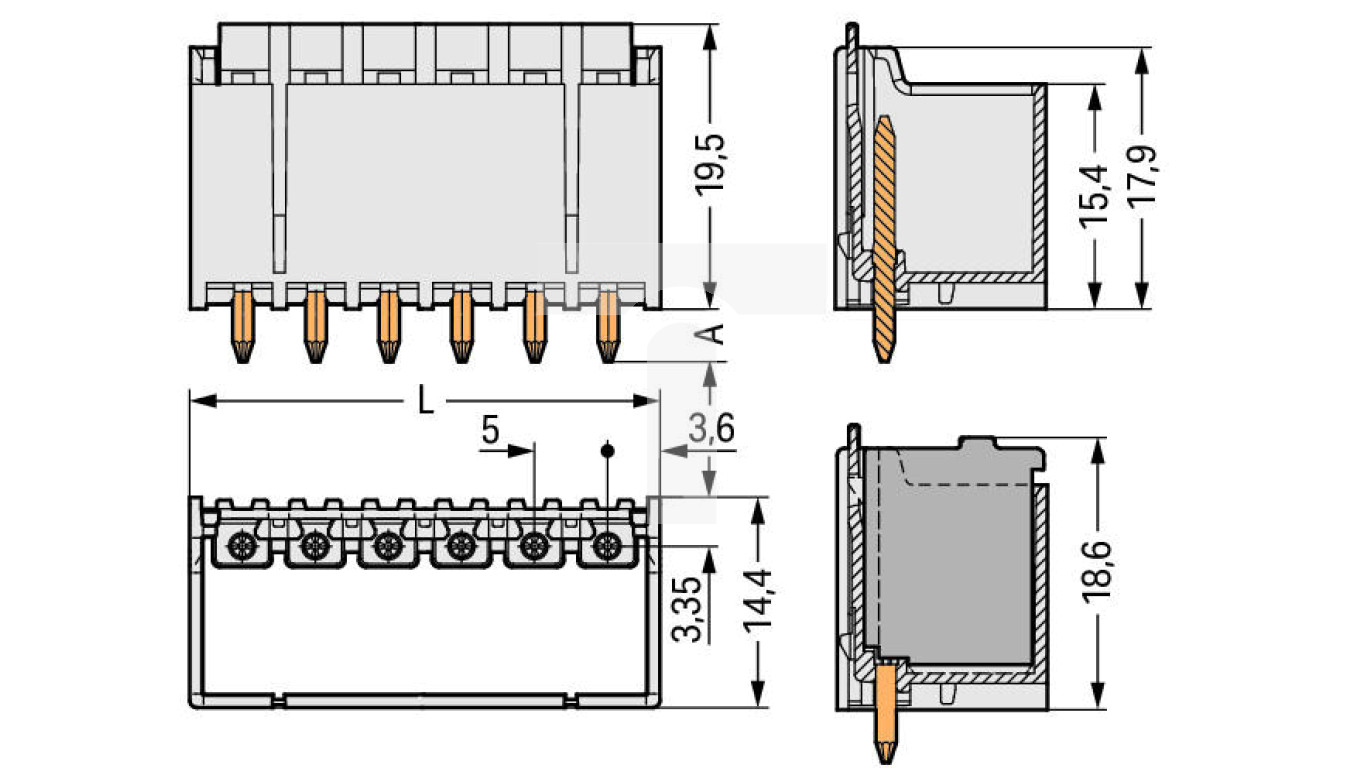 Wtyk picoMAX raster 5mm 4-biegunowy z prostymi pinami lutowniczymi 2092-1404 /200szt./ – WAGO ...
