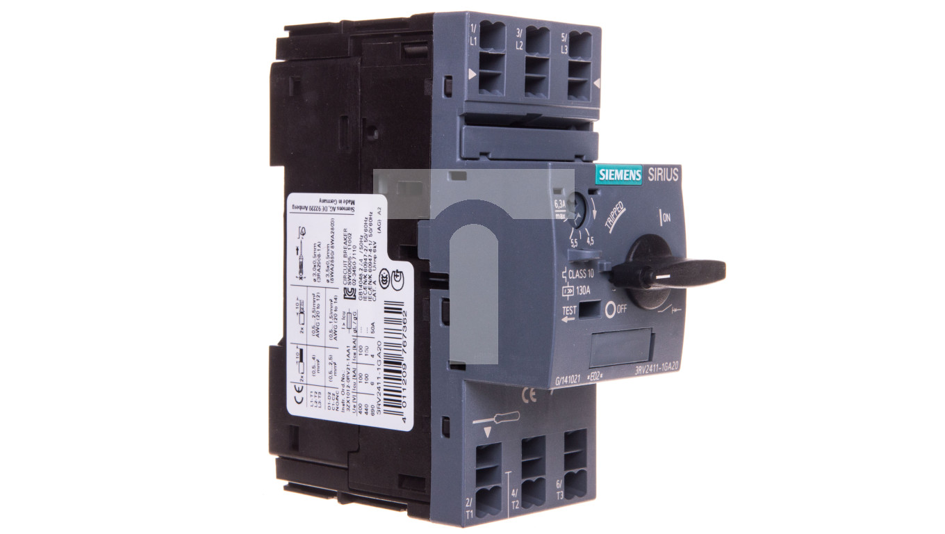 Wyłącznik do transformatorów 3P 4,5-6,3A 100kA S00 3RV2411-1GA20 ...