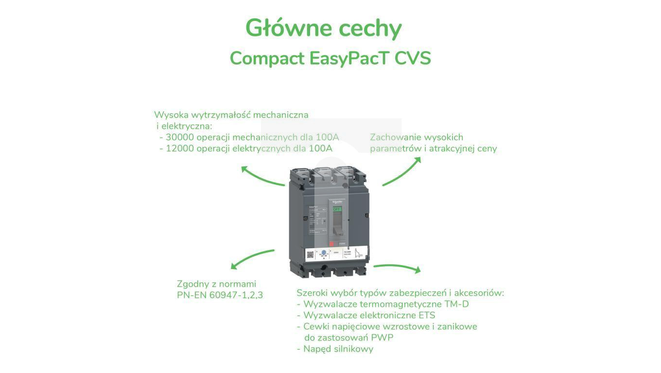 Wyłącznik mocy 36kA , wyzwalacz termomagnetyczny 160A , 3P Compact CVS ...