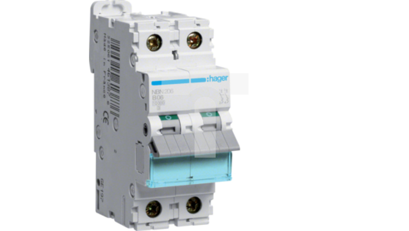Wyłącznik nadprądowy 2P B 6A 10kA AC MCB NBN206 – HAGER POLO | TIM SA