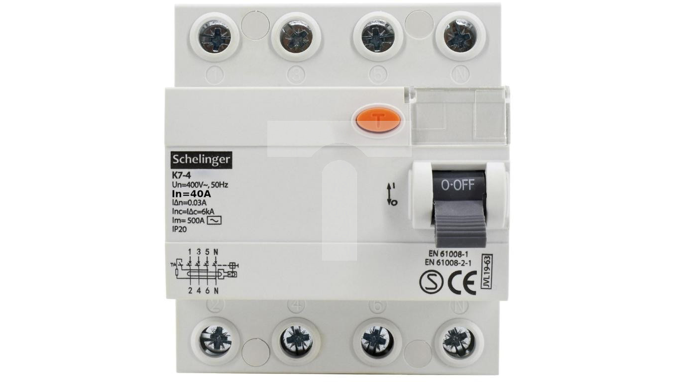 Wyłącznik różnicowoprądowy RCD 3-fazowy 4-polowy 40A 30mA typ AC ...