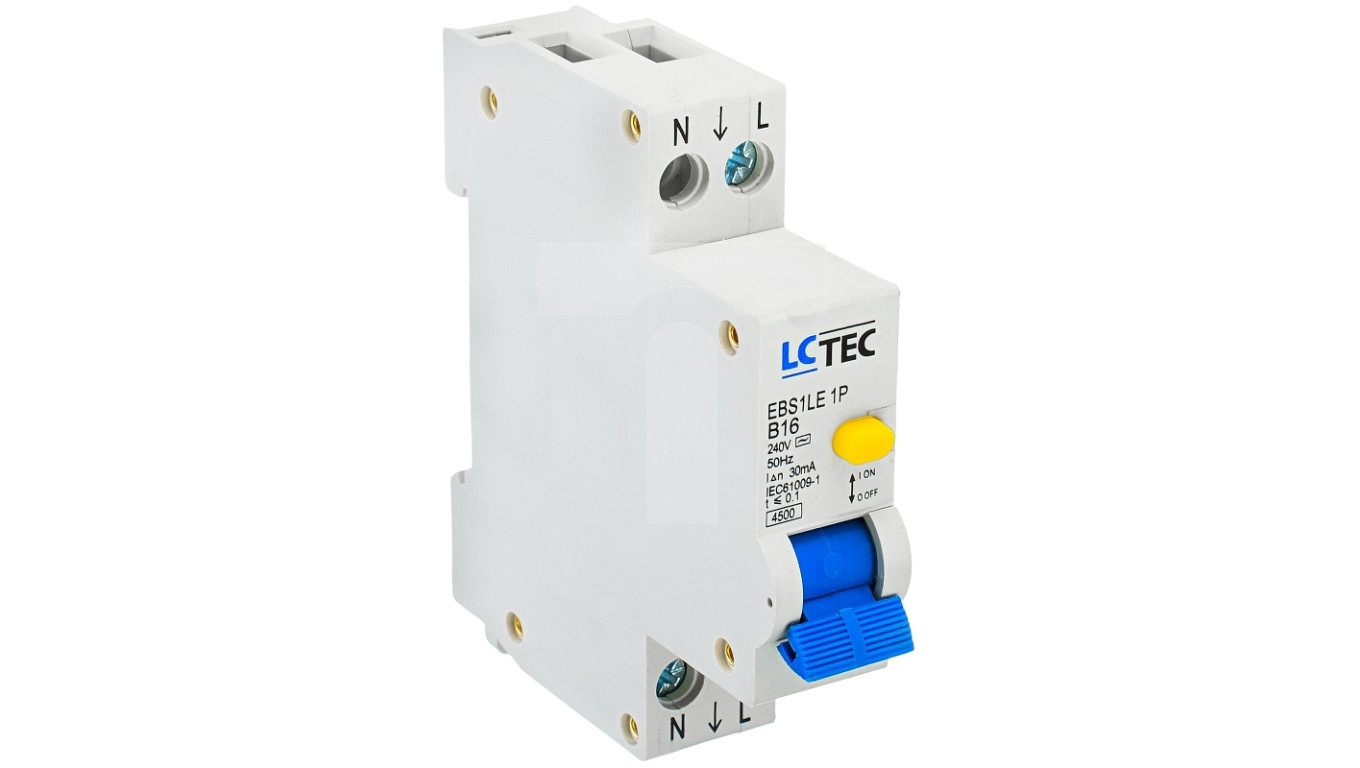 Wyłącznik różnicowoprądowy z członem nadprądowym 1P+N 1 mod.16A 30mA typ AC LC-Tec EBS1LE-30/16 ...