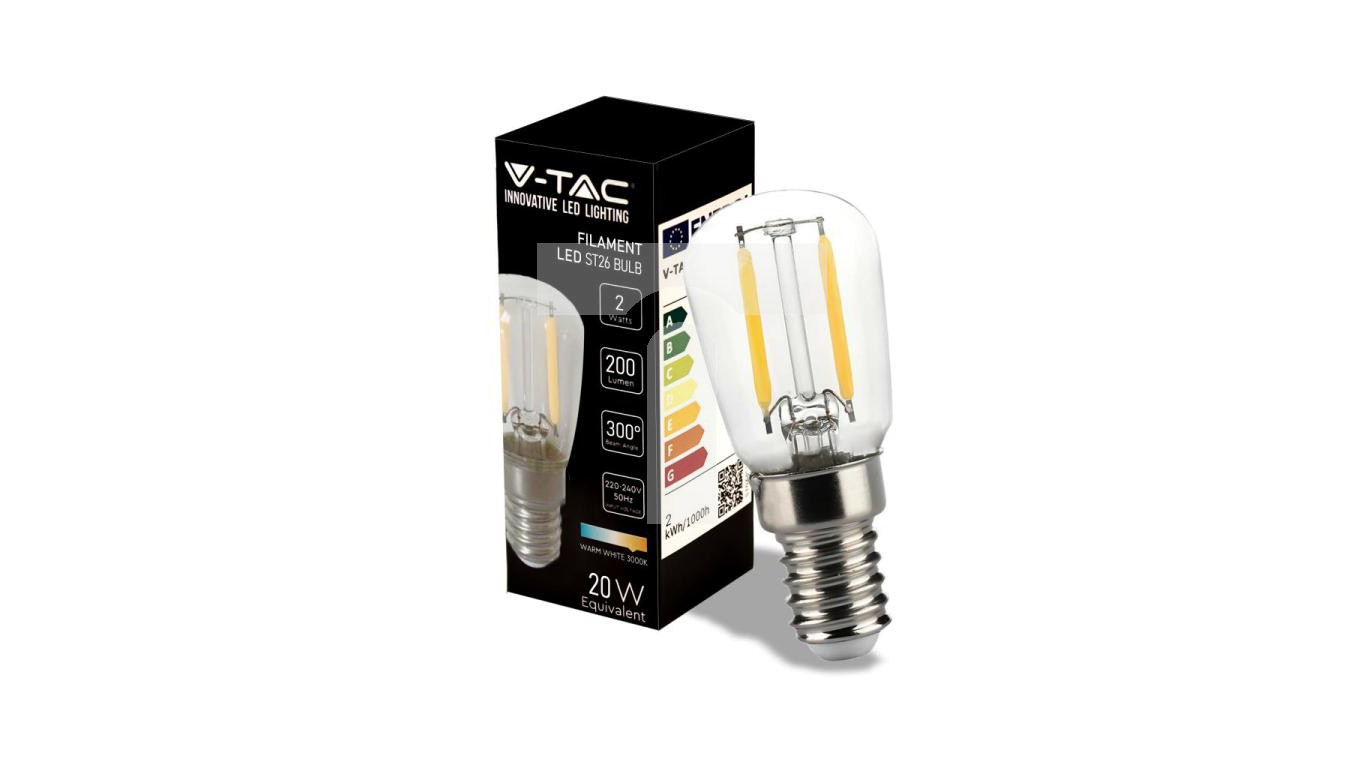 Żarówka LED Filament 2W E14 ST26 3000K 200lm 300st. 214444 – V-TAC ...