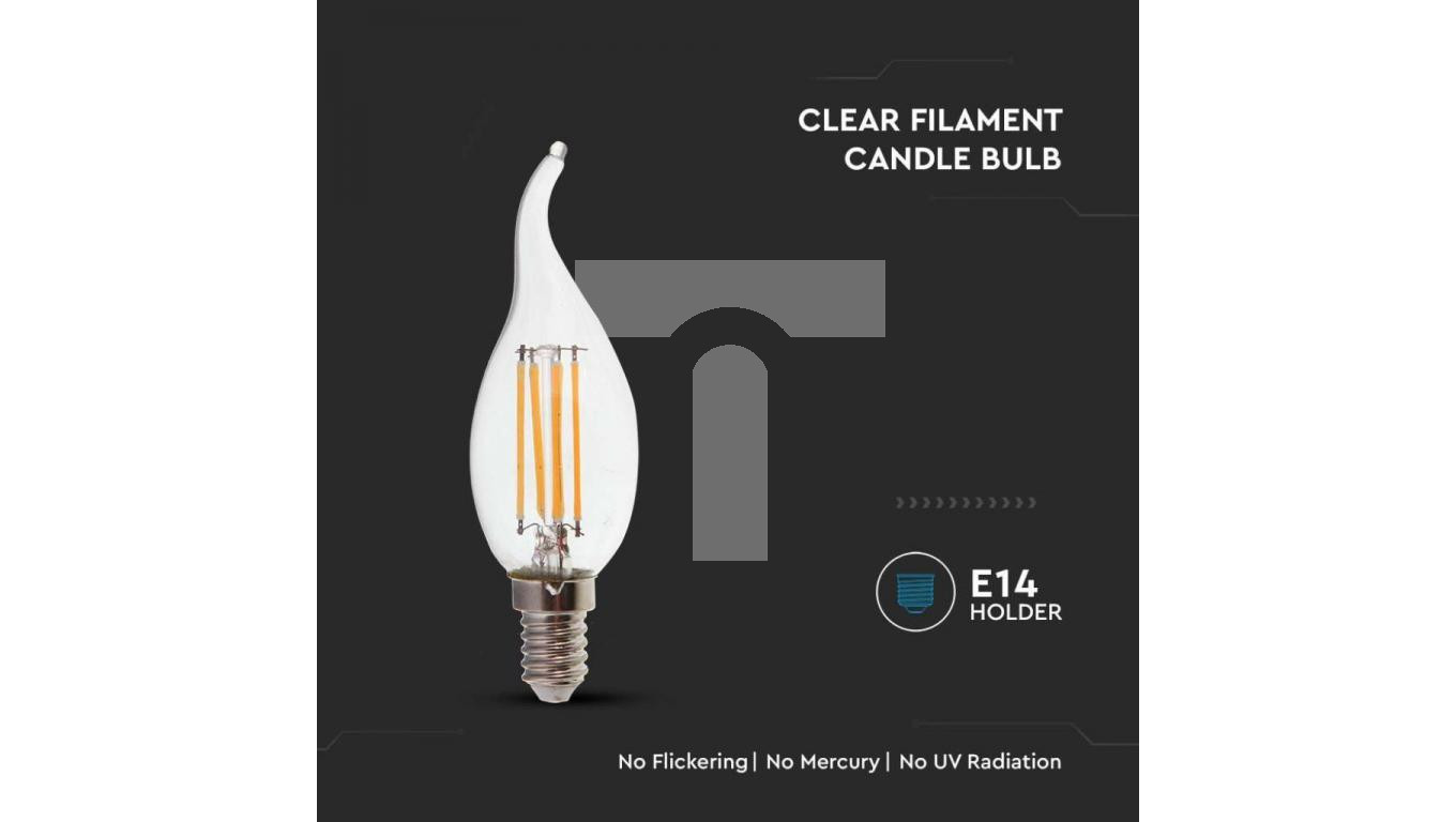 Żarówka LED Filament 4W E14 CF37 6500K 400lm 300st. 214430 – V-TAC ...