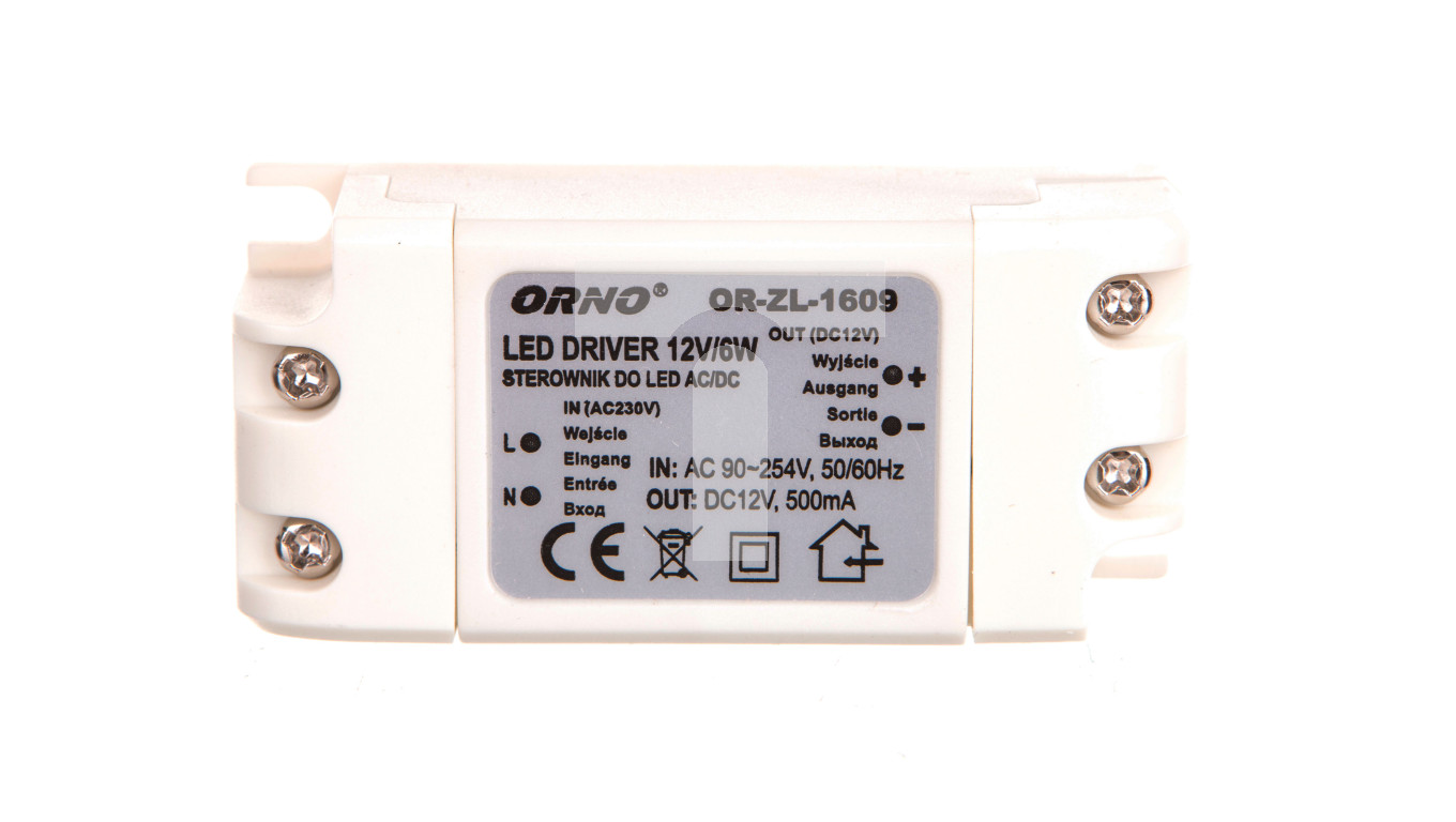 Zasilacz LED 12V DC 6W 0,5A IP20 OR-ZL-1609 – Orno Group Sp. z o.o ...