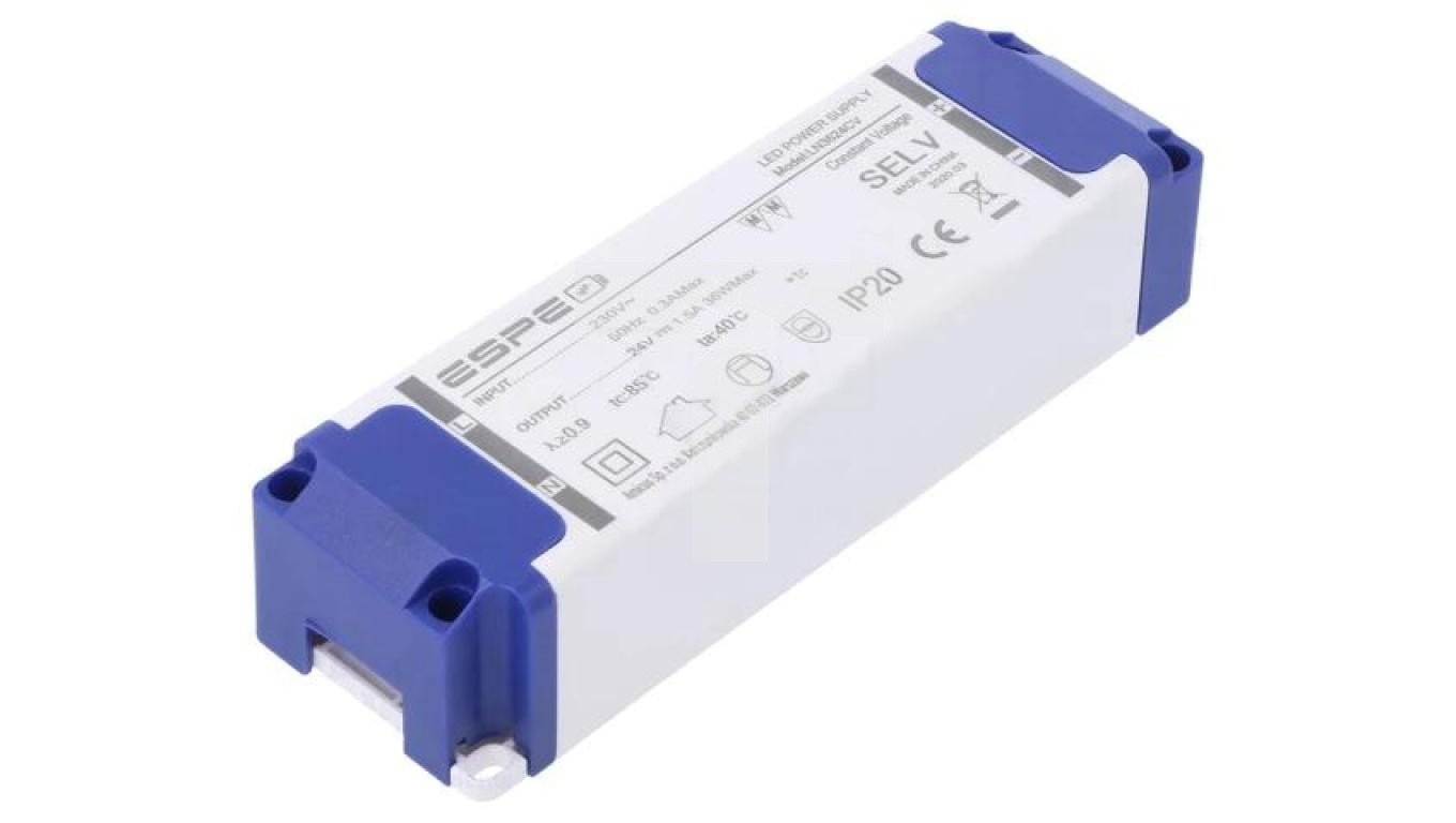 Zasilacz impulsowy LED 36W 24VDC 1,5A 220÷240VAC IP20 OUT 1 LN3624CV ...