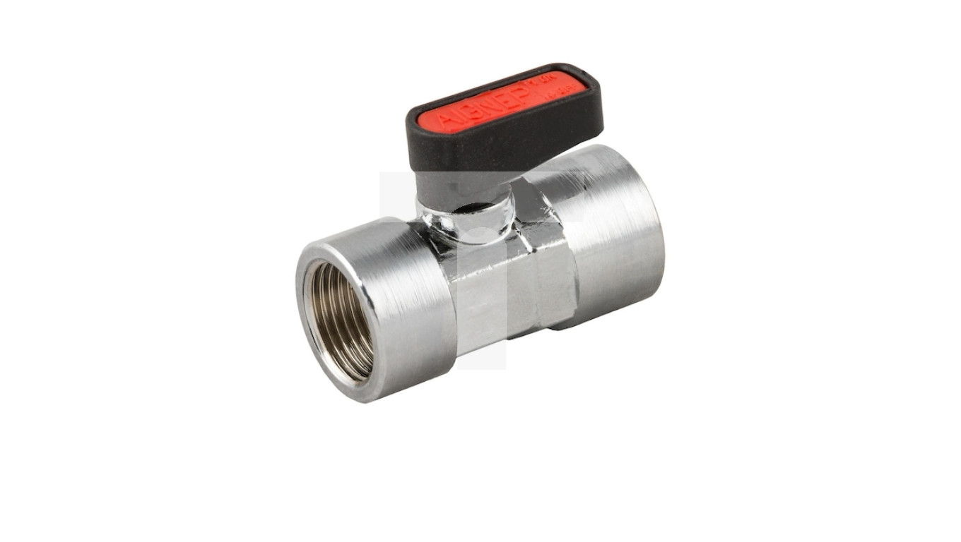 Zawór kulowy Ghilux mini R 1/2 GW/GW, PN20, gwintowany, mosiądz niklowany, PTFE /NBR – PNEUMAT ...