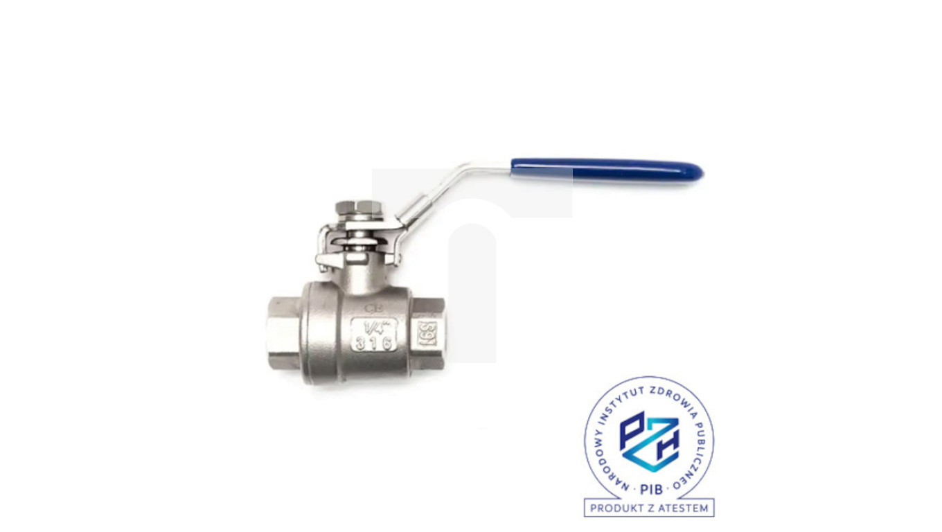 Zawór kulowy gwintowany Flowmatik R 3 GW PN63, 2-elementowy z blokadą, stal nierdzewna 316, PTFE ...