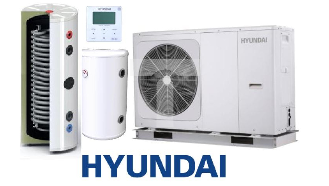 Zestaw Pompa Ciepła HYUNDAI Monoblok 8kW + Zbiornik buforowy SL 130L ...
