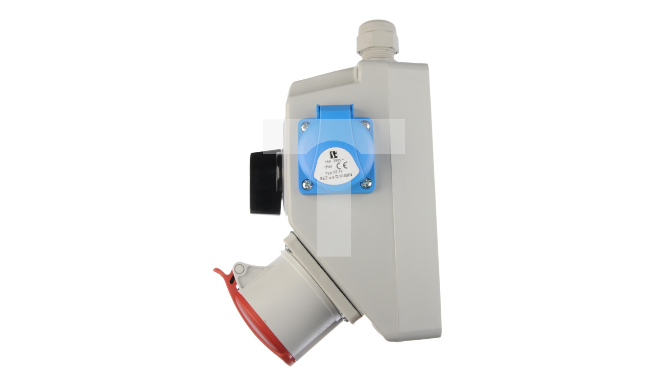 Zestaw instalacyjny z gniazdem 16A 5P+2P+Z (0-1) czerwony ZI03R211 ...