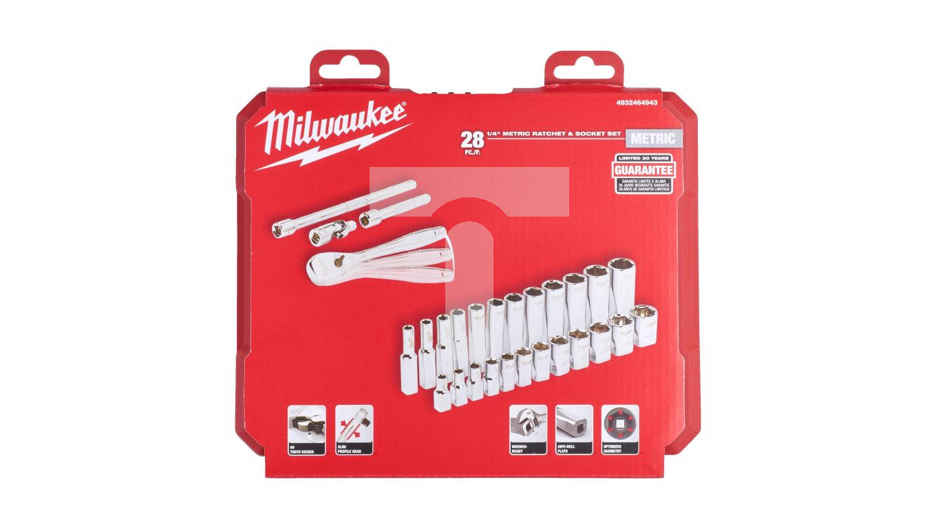 Zestaw nasadek z grzechotką, typ metryczny 28 szt.. 1/4” 4932464943 – Milwaukee | TIM SA