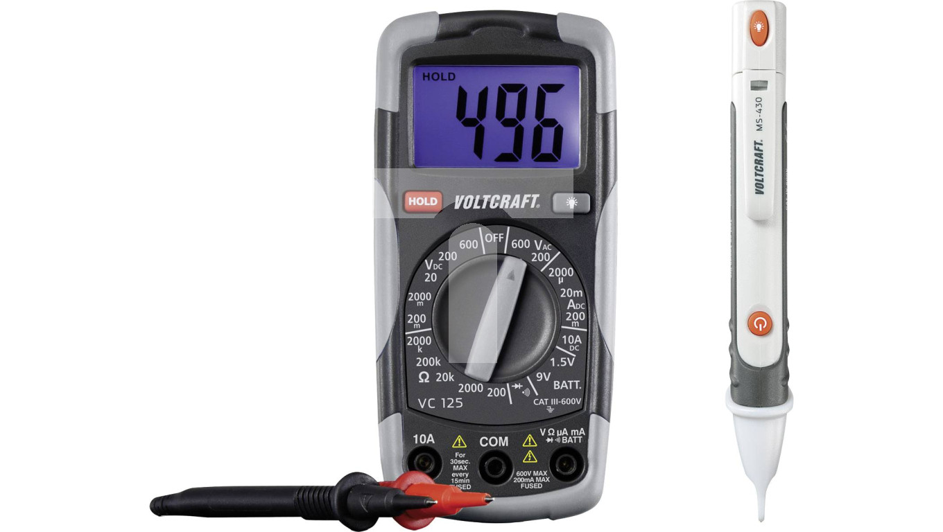 Zestaw pomiarowy VOLTCRAFT 1214405, multimetr cyfrowy + tester napięcia ...