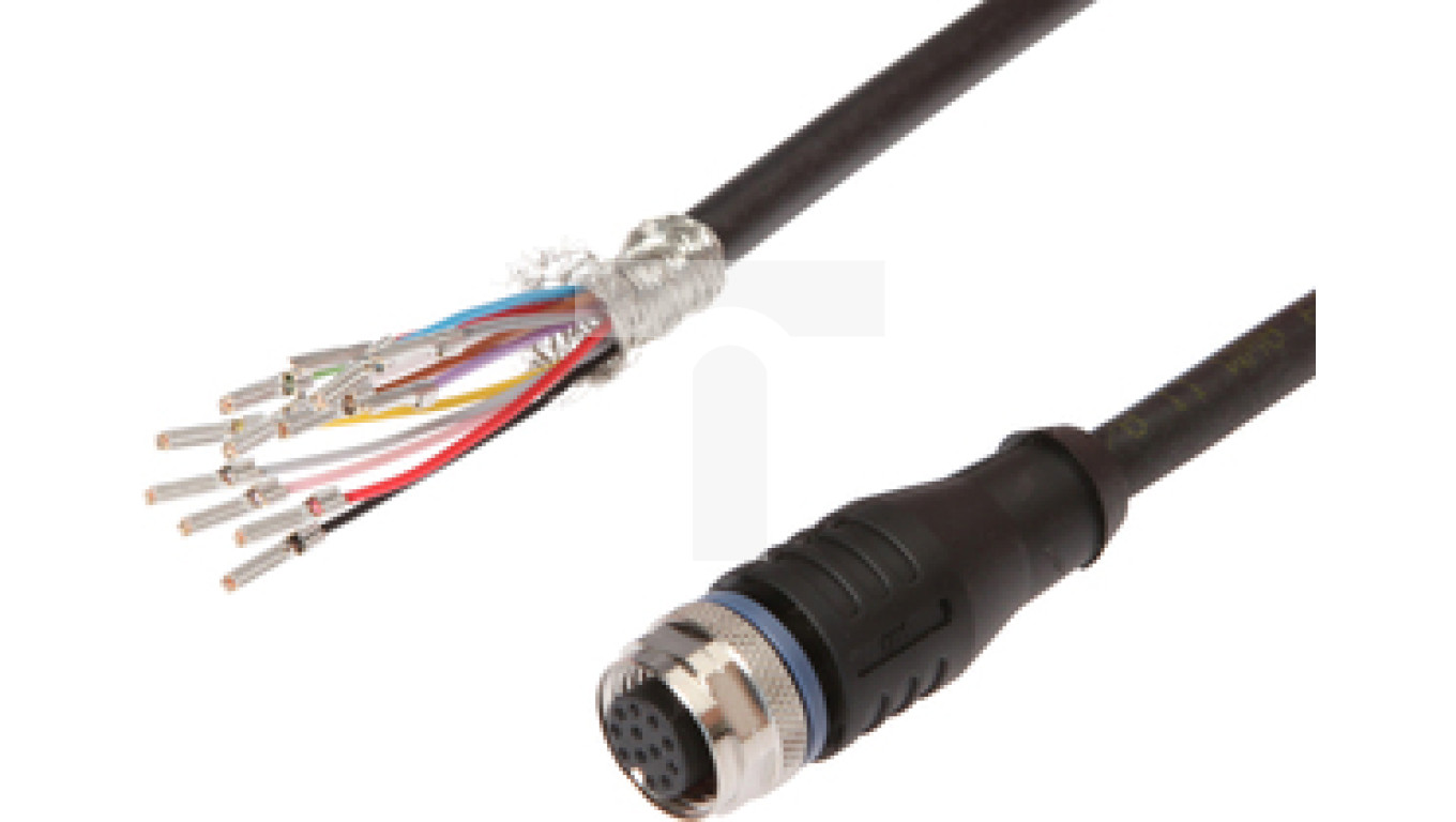 Złącze kablowe M12 żeńskie proste 12-pinowe druga końcówka niezarobiona ...