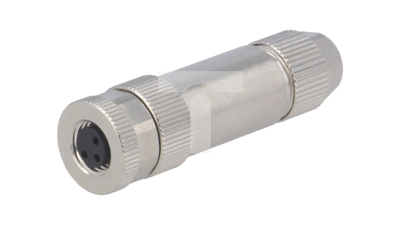 Złącze okrągłe M8 żeńskie proste ekranowane na zacisk 3pin 60V ...