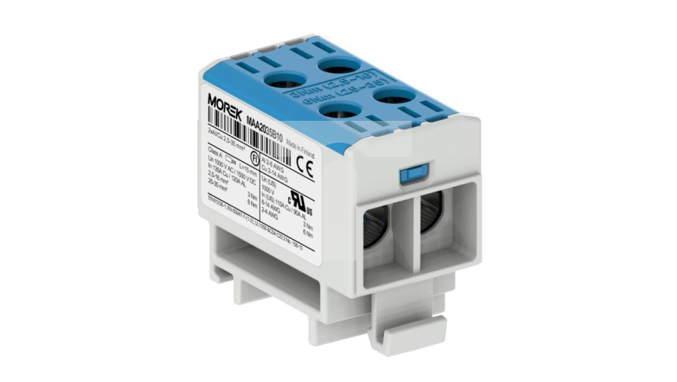 Złączka OTL35-2 kolor niebieski 2xAl/Cu 2,5-35mm2 1000V AC / 1500V DC ...