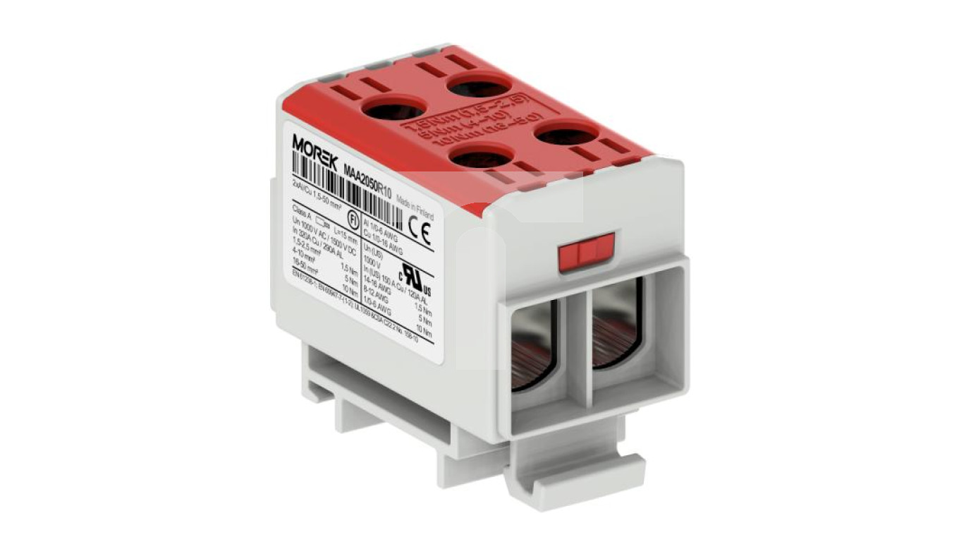 Złączka OTL50-2 kolor czerwony 2xAl/Cu 1,5-50mm2 1000V AC / 1500V DC ...