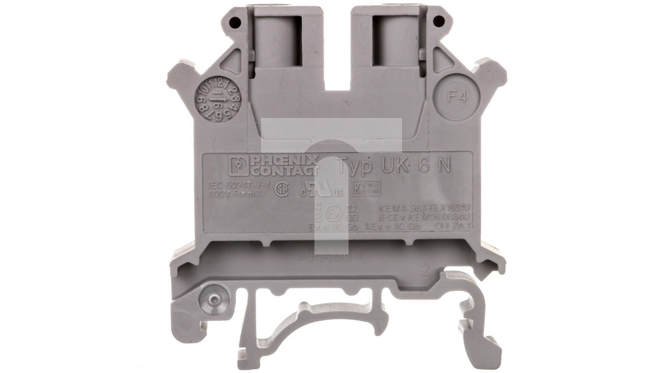 Złączka szynowa 2-przewodowa 0,2-10mm2 szara UK 6 N 3004524 – PHOENIX ...