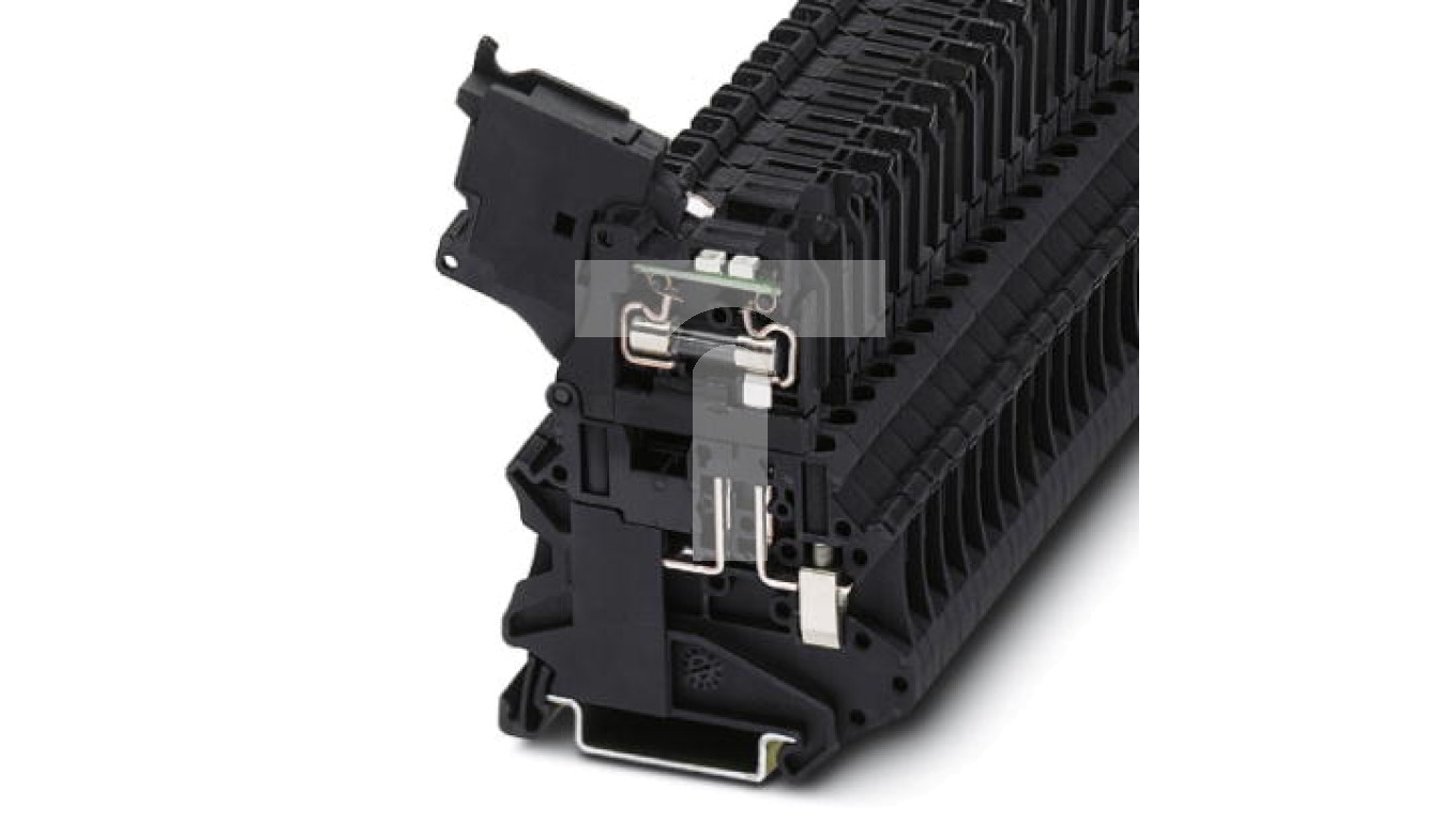 Złączka szynowa z bezpiecznikiem 5x20 6,3A 2-przewodowa 4mm2 czarna UT ... Złączka szynowa z bezpiecznikiem 5x20 6,3A 2-przewodowa 4mm2 czarna UT ...