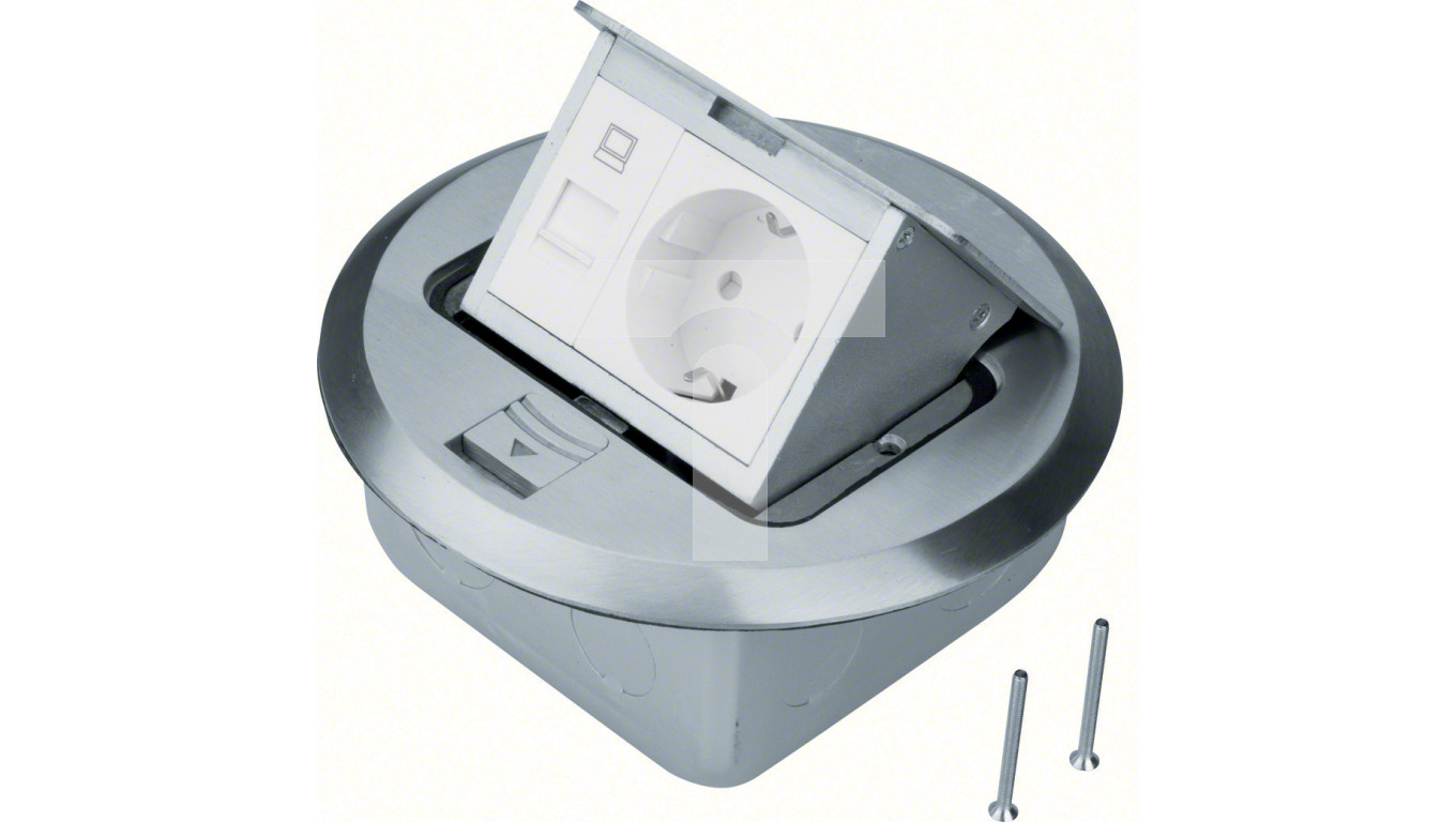 tehalit.VE-EE Puszka podłogowa okrągła mała 1,5 gniazda M45 schuko RJ stal nierdz BSRRJ45R45E ...