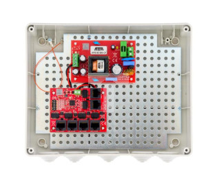 Zestaw do 5 kamer IP switch PoE 5P+1UP w obudowie zewnętrznej ABOX-L3, zasilacz 96W – ATTE POWER ...