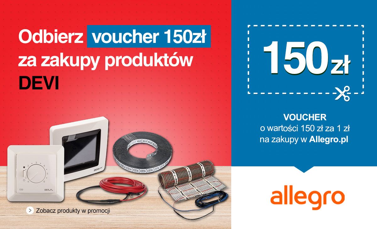Bon na Allegro o wartosci 150 zl w promocji DEVI Wysyłamy produkty w 24h