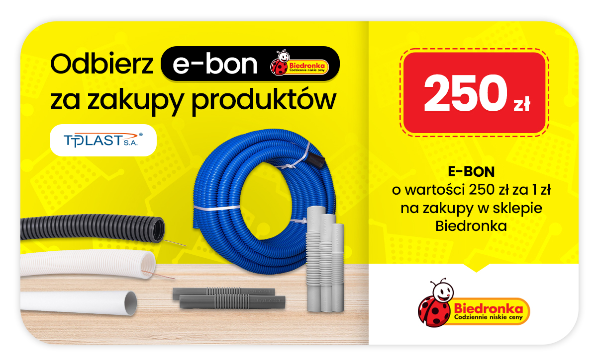 E bon do Biedronki o wartosci 250 zl w promocji TT PLAST 848210 Wysyłamy produkty w 24h