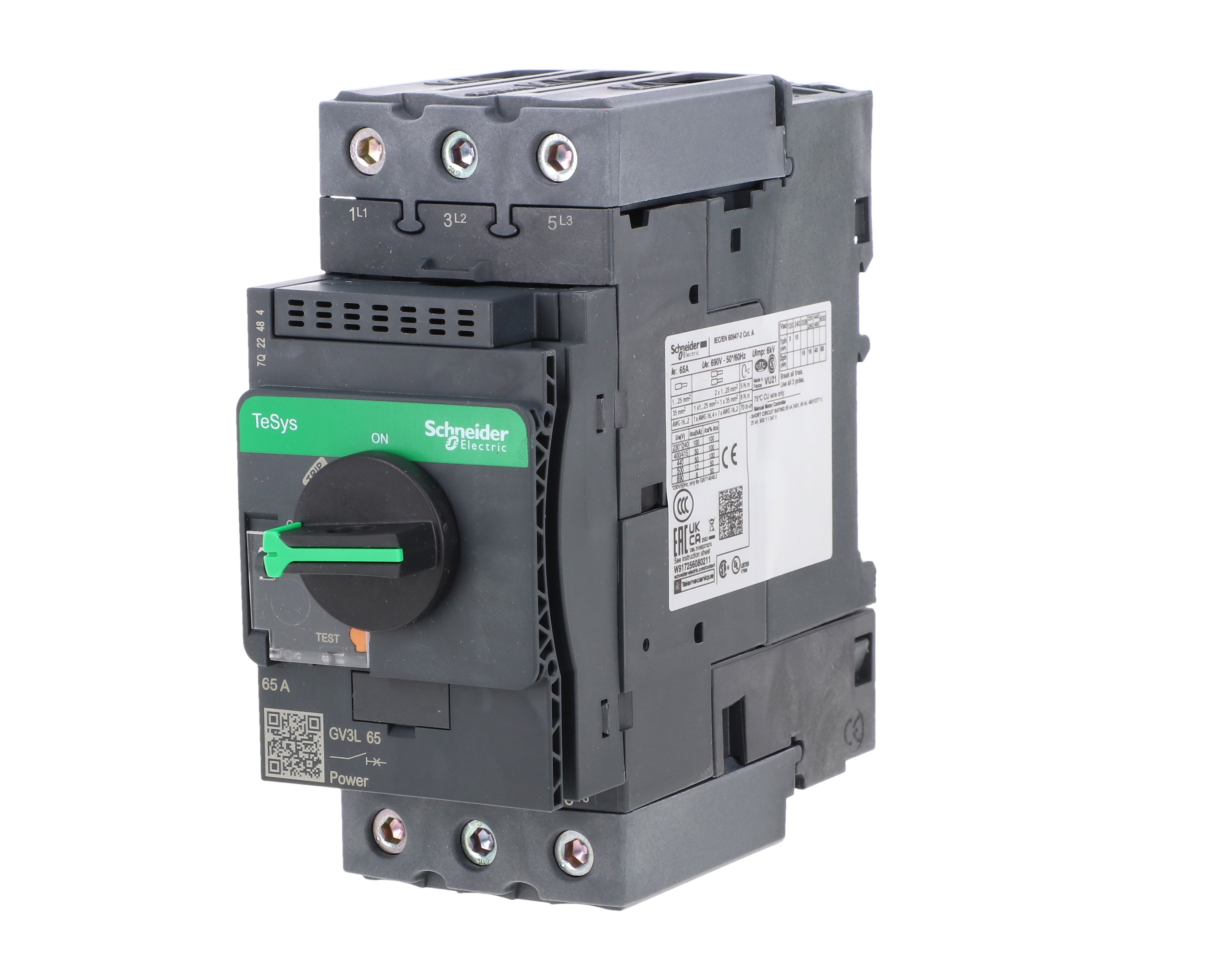 TeSys Deca Wyłącznik silnikowy 3P 30kW 65A (EVK) GV3L65 – Schneider ...
