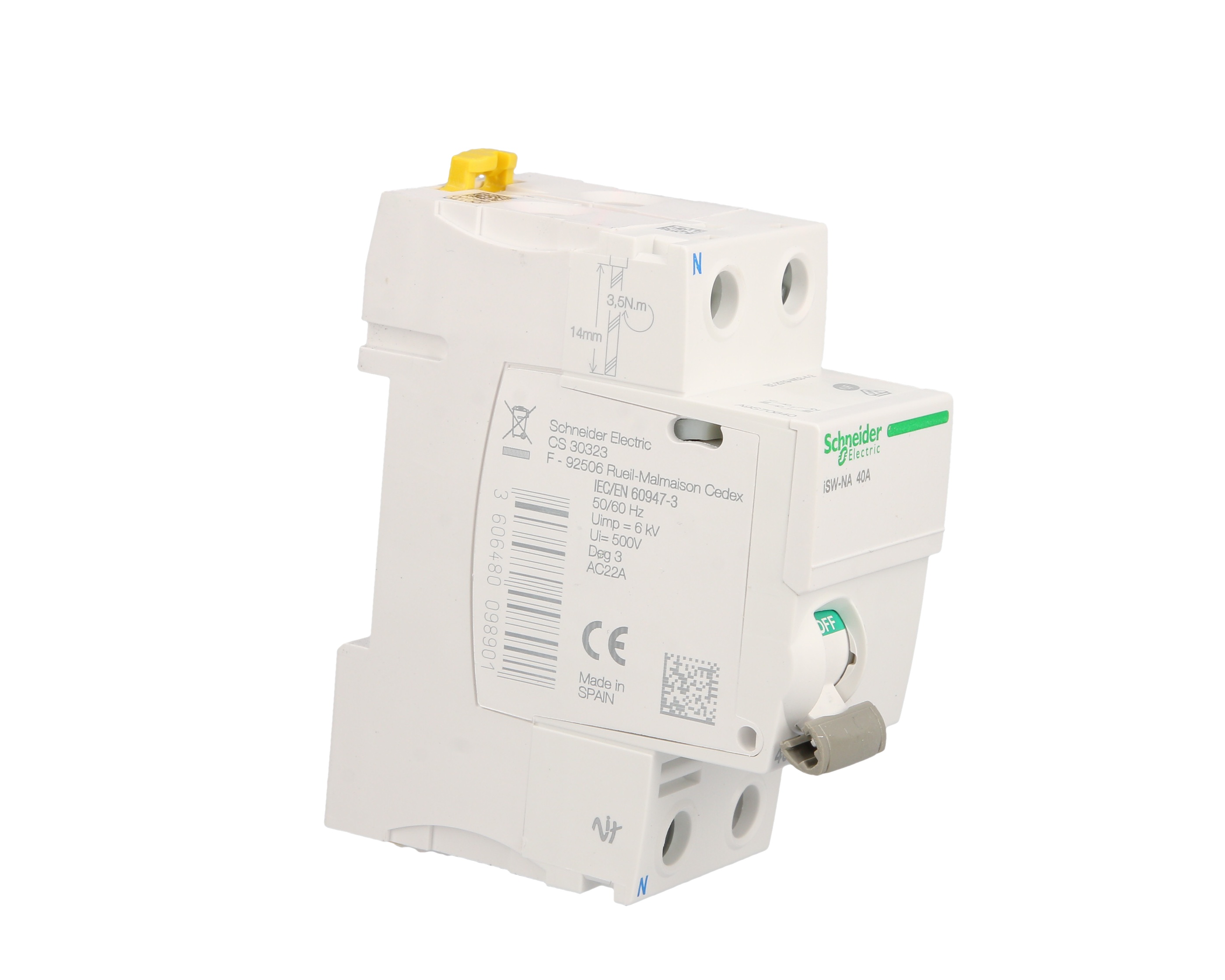 Rozłącznik modułowy 40A 2P iSW-NA (możliwy wyzwalacz) A9S70640 ...