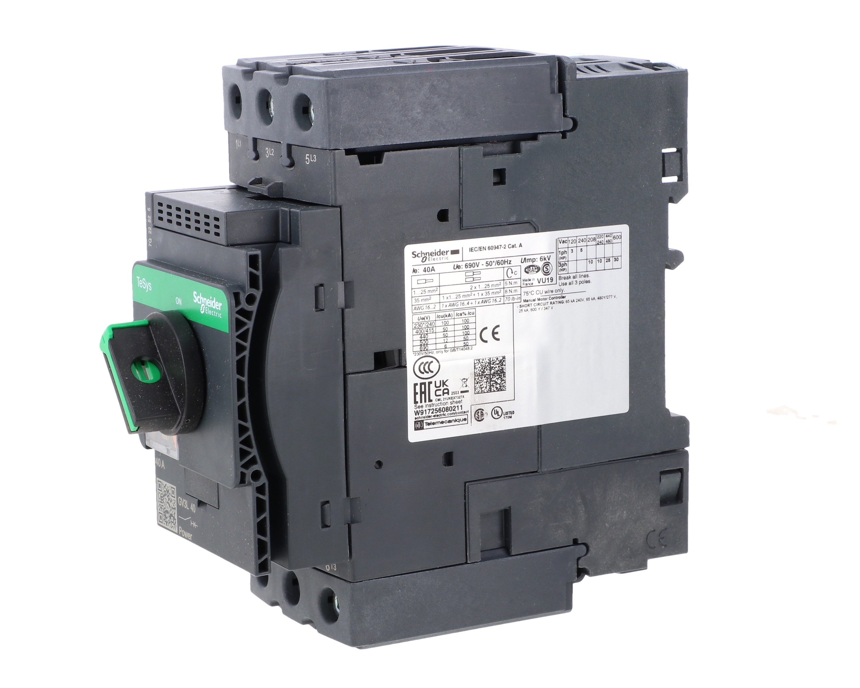 TeSys Deca Wyłącznik silnikowy 3P 18,5kW 20-40A EVK GV3L40 – Schneider ...