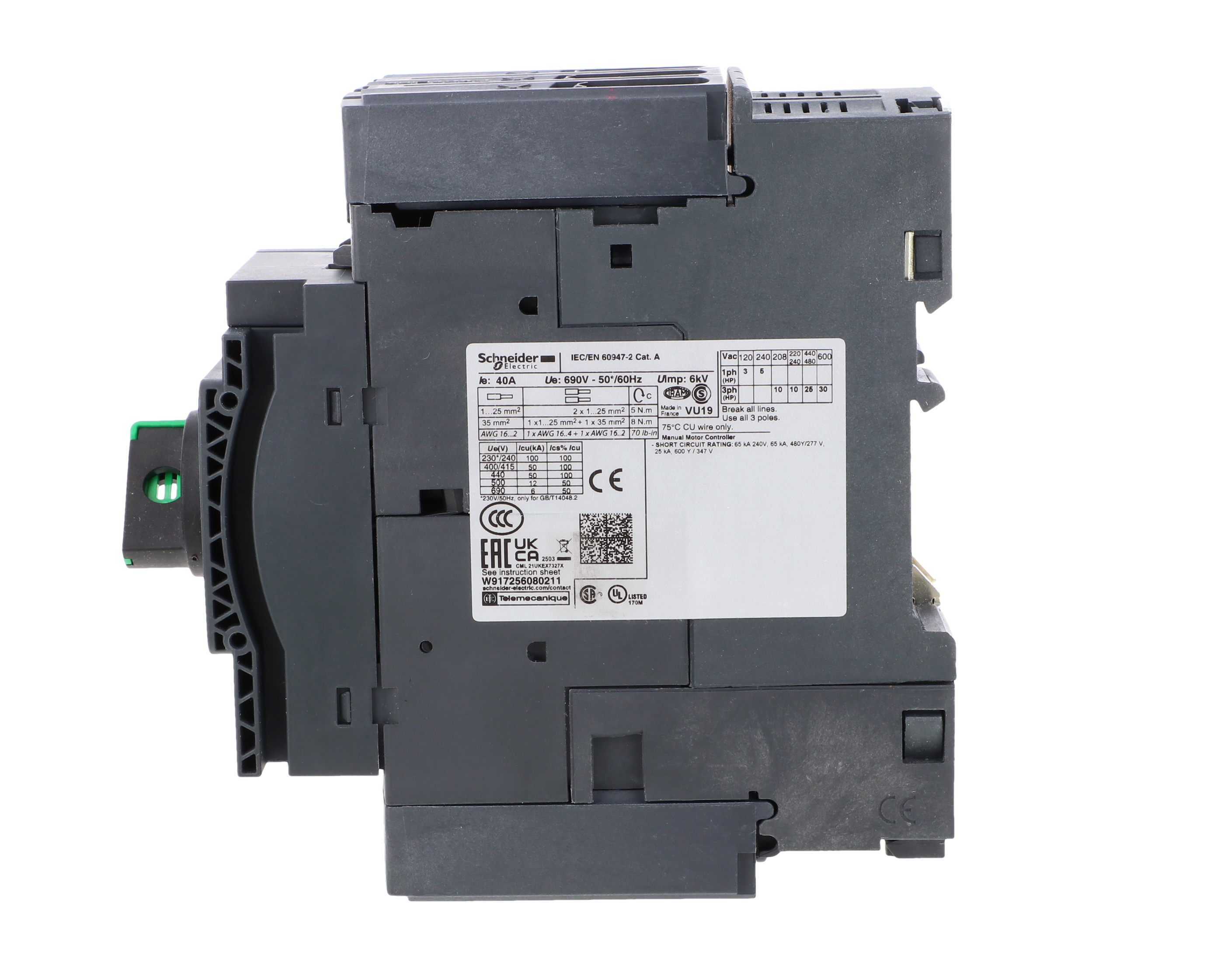 TeSys Deca Wyłącznik silnikowy 3P 18,5kW 20-40A EVK GV3L40 – Schneider ...