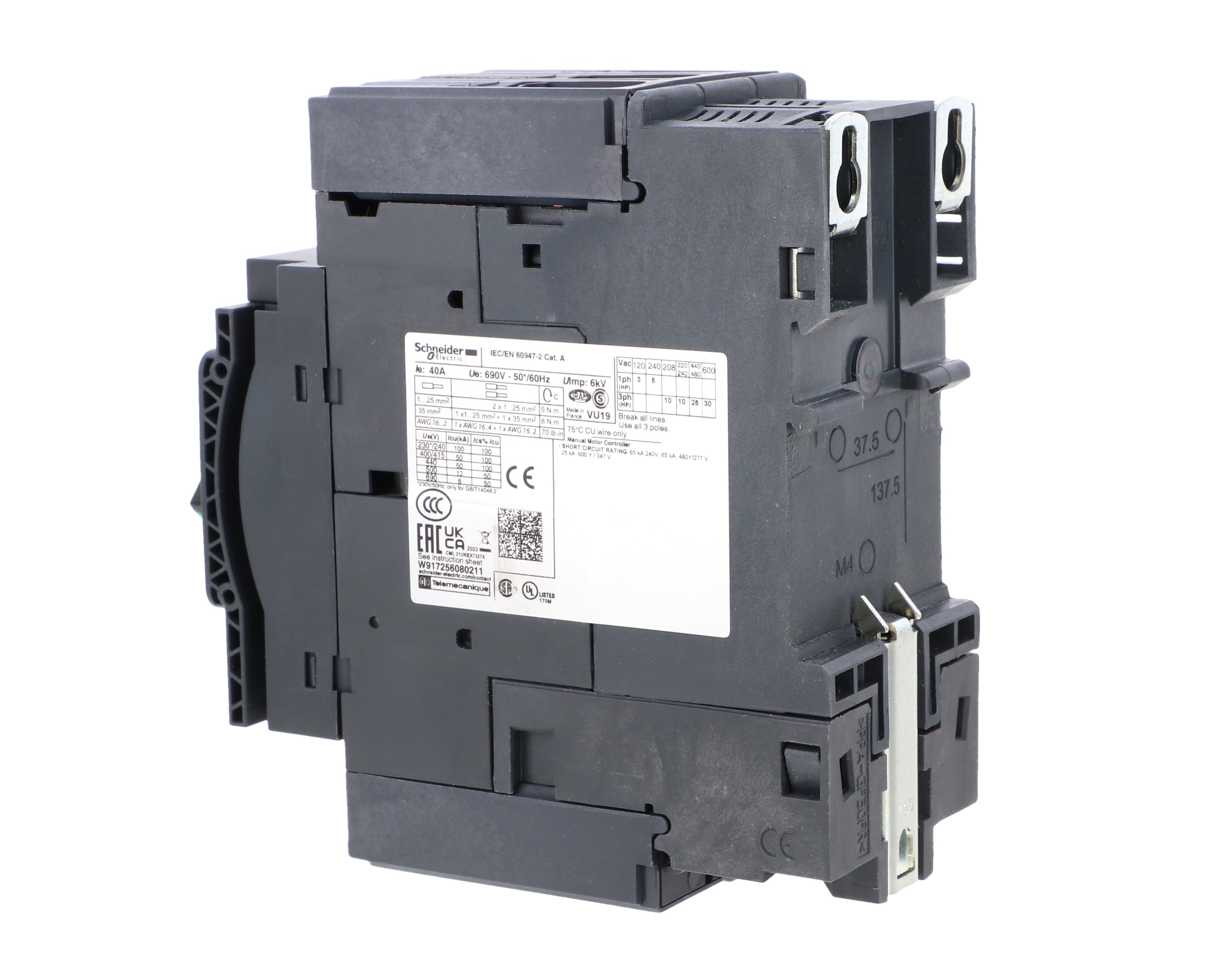 TeSys Deca Wyłącznik silnikowy 3P 18,5kW 20-40A EVK GV3L40 – Schneider ...